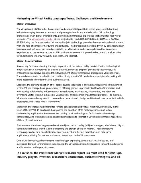 Impact of technologies augmented reality , virtual reality | PPT