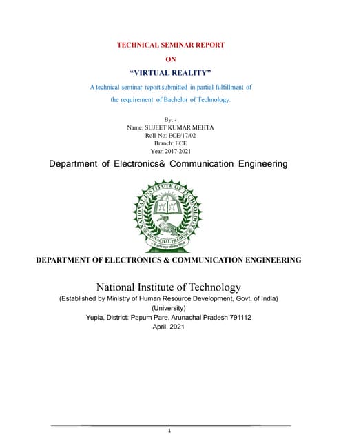 Virtual reality ppt | PPT