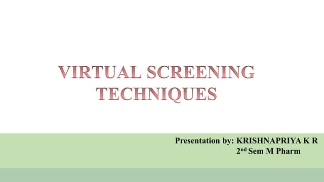 Virtual screening techniques | PPTX