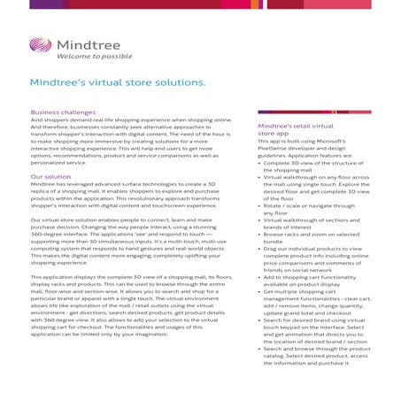 Mindtree's virtual store solutions. | PDF