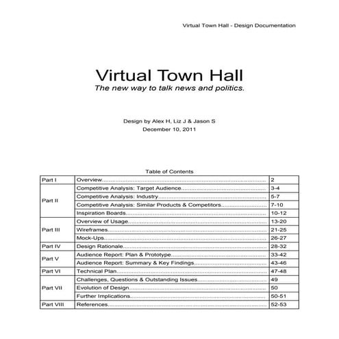 Virtual Town Hall - design doc | PDF