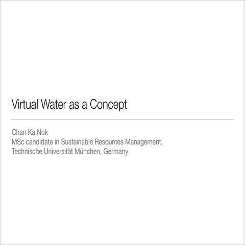 Virtual Water as a Concept | PDF