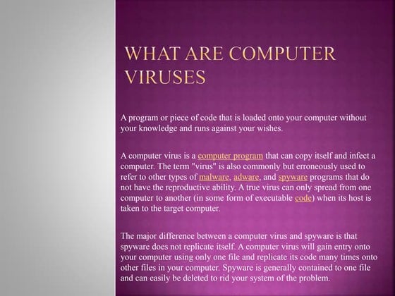 Computer viruses, types and preventions | PPT