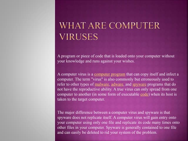 Computer viruses and prevention techniques | PPTX