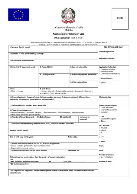 France visa form | PDF