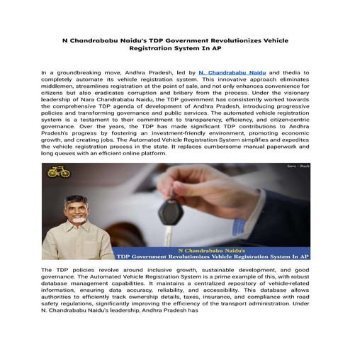 N Chandrababu Naidu's TDP Government R evolutionizes Vehicle ...