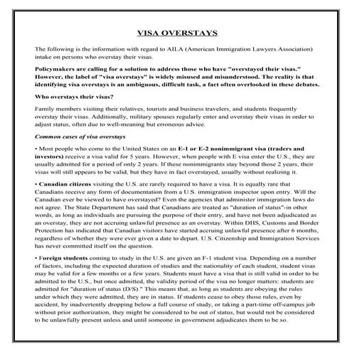 Visa overstays | DOC