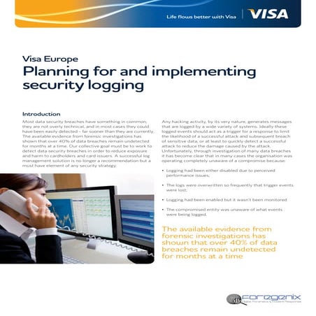 Visa Security Logging Factsheet June 2012 | PDF