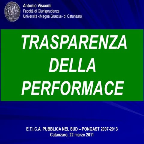 Catanzaro 22 marzo. Antonio Viscomi.Trasparenza della performance | PDF ...