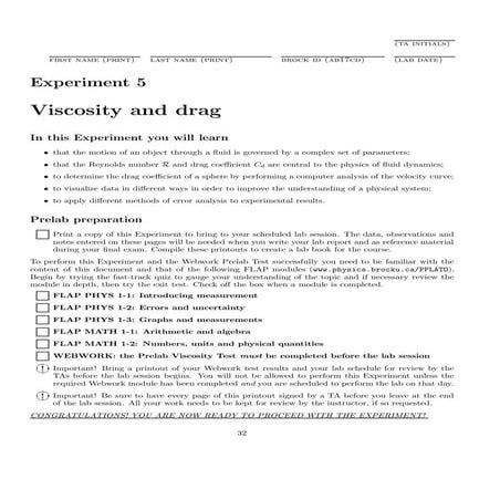 Lab report on liquid viscosity of glycerin | PDF