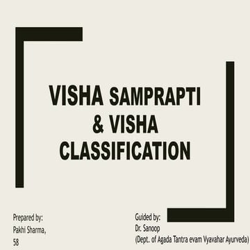 VISHA.pptx Visha samprapti and visha classification | PPTX