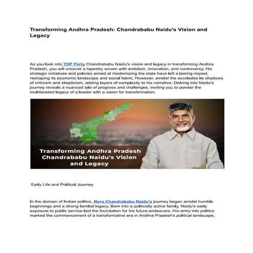 Transforming Andhra Pradesh: Chandrababu Naidu's Vision and Legacy | PDF