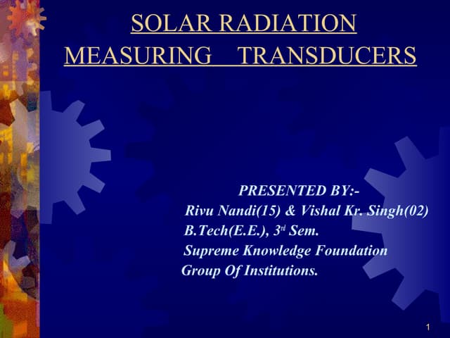 Solar Radiation Transducer Ppt