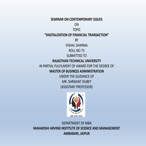 Vishal Final PPT.pptx on digitalization of financial transaction | PPTX