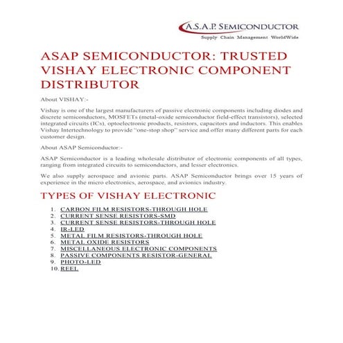 Vishay manufacture asapsemi | PDF