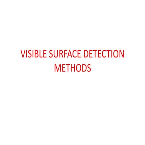 Visible Surface Detection Methods Ppt