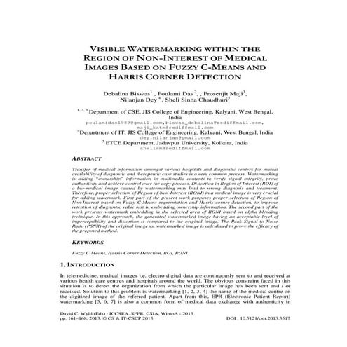 Visible watermarking within the region of non interest of medical images based on fuzzy c-means ...