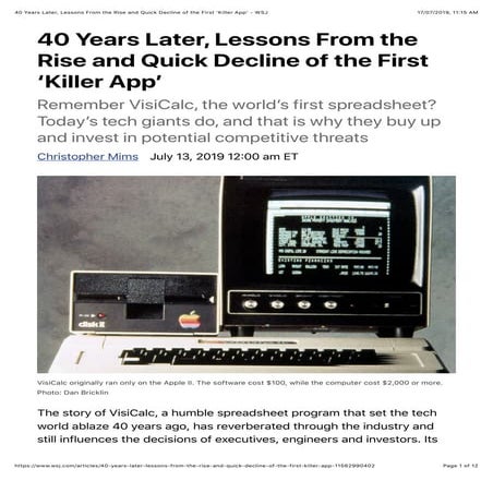 40 Years Later, Lessons From the Rise and Quick Decline of the First ‘Killer App’ | PDF