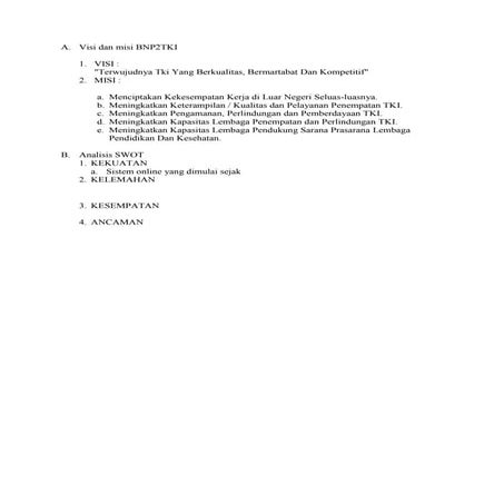 Visi dan misi bnp2 tki | PDF