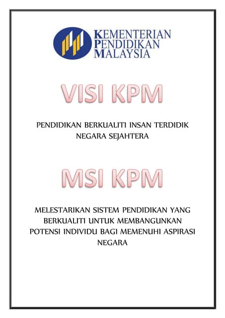 Visi dan misi kementerian pendidikan malaysia | PDF