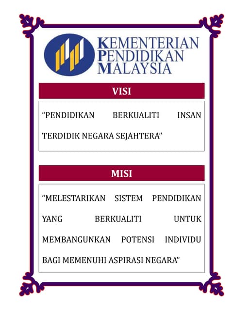 Visi dan misi kementerian pendidikan malaysia | PDF