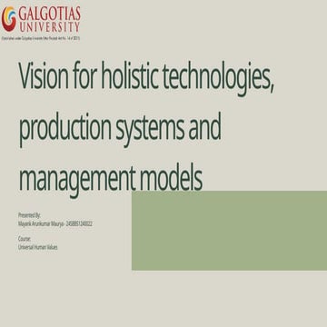 Vision for holistic technologies, production systems and management ...