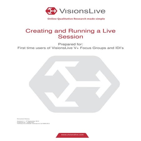 Visionslive - How to Create and Run your First Live Session | PDF