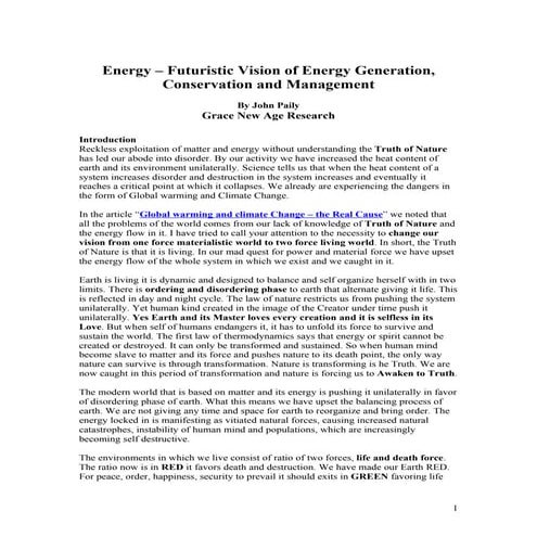 Energy - Visions of Futuristic Energy, Genaration, Conservation and ...