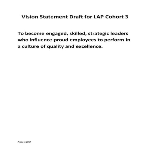 Vision statement draft for lap cohort 3 | DOCX | Business Operations ...