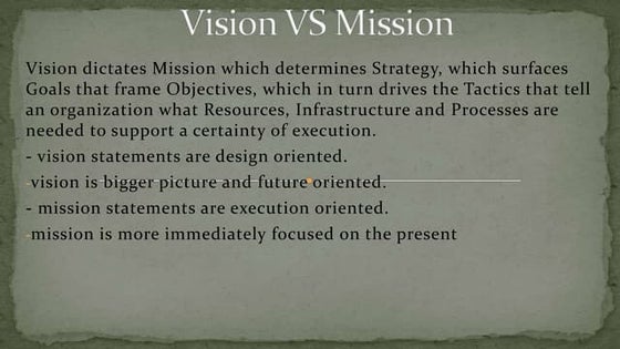 Vision and mission | PPT | Business | Business and Finance