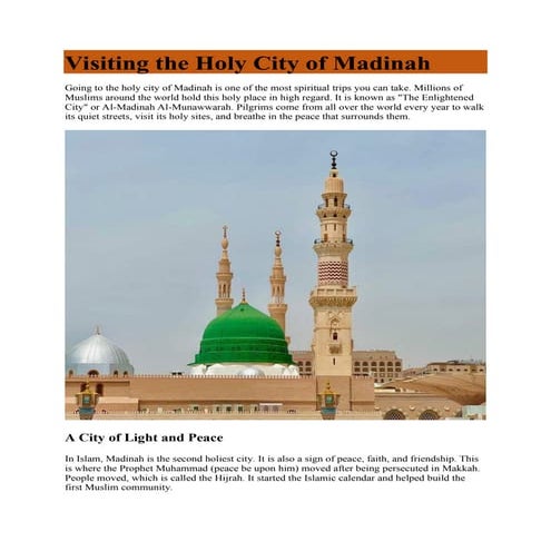 Visiting the Holy City of Madinah with Great Packages .ppt