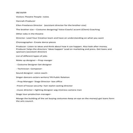 Job Opportunities In Theatre | DOC
