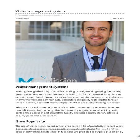 Visitor management system | PDF