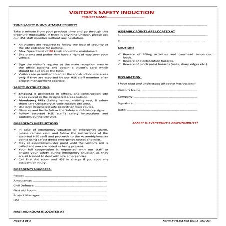 VISITOR SAFETY INDUCTION Form # HSEQ - VSI Rev 2 - S.docx