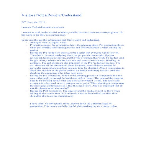 Visitors notes | PDF