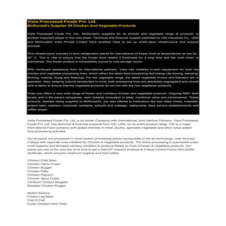 Vista proceesed food | DOCX