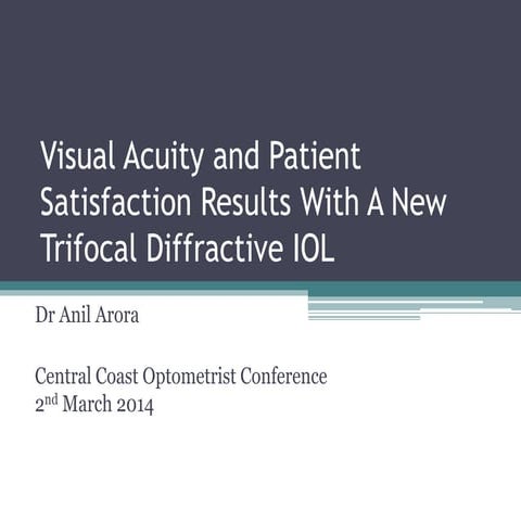 Visual acuity and patient satisfaction results with a new trifocal ...