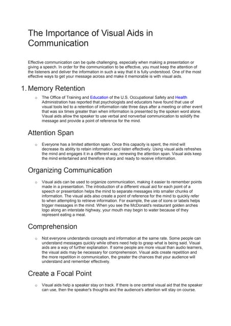 Using Visual Aids in Public Speaking | PDF