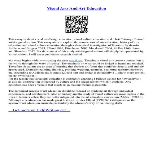 Visual Arts And Art Education | PDF
