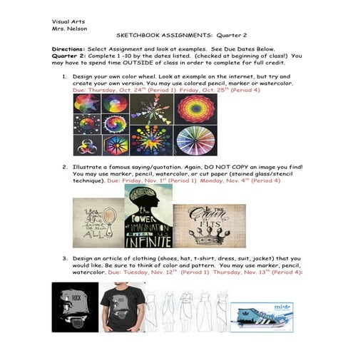 Visual arts sketchbooks quarter 2 | PDF