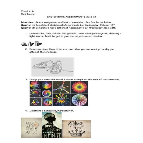 Visual arts sketchbooks sem. 1 | PDF | Drawing and Sketching | Arts and ...