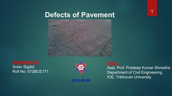 DISTRESS AND DEFECTS ON ROAD PAVEMENT.pptx | Geology | Science