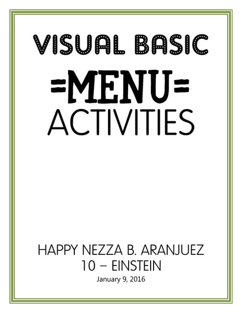 Visual Basic menu | PPT