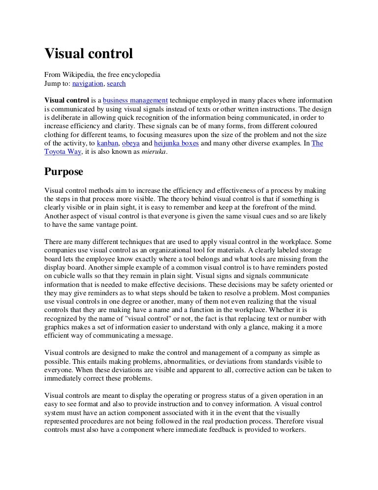 Visual control