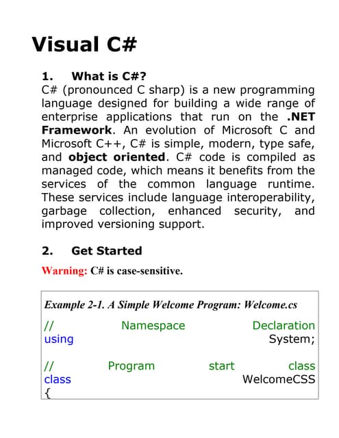 Visual C Sharp Doc Programming Languages Computing
