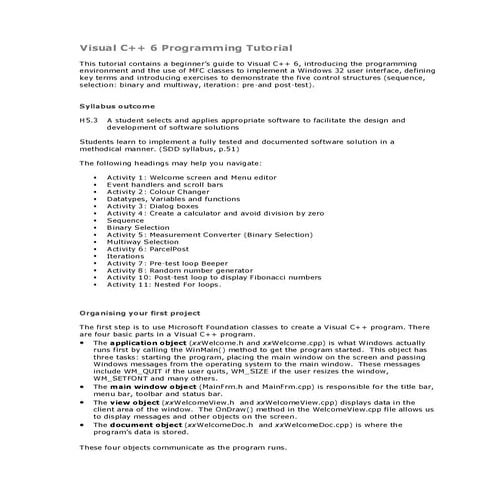 Visualc tutorial | PDF