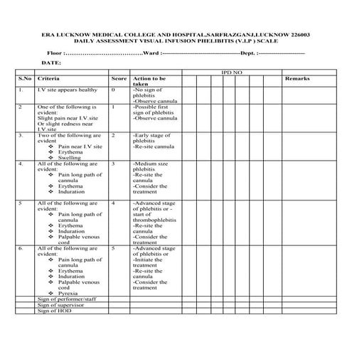 Introduction to the Visual Infusion Phlebitis (VIP) score | PDF