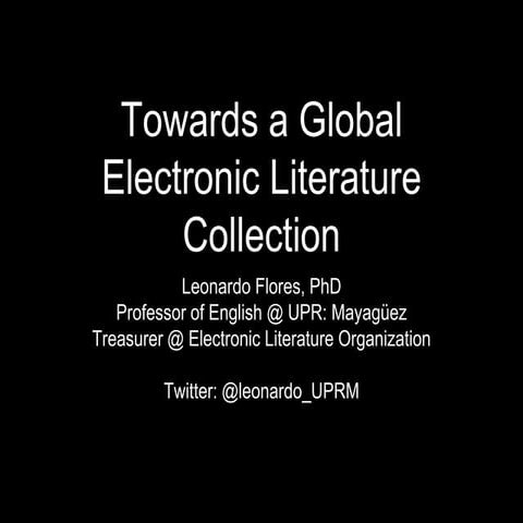 Towards a Global Electronic Literature Collection | PPT