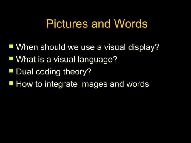 Visual Thinking Colin Ware Lectures 2013 12 Pictures And Words Ppt
