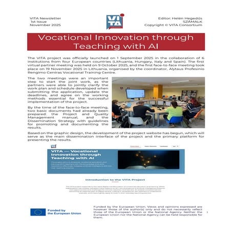 The first newsletter of VITA-Vocational Innovation through Teaching ...